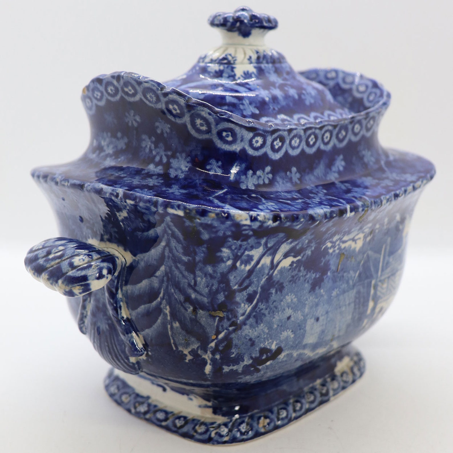 1825 Antique English Adams Pottery Blue and White Historical - Etsy