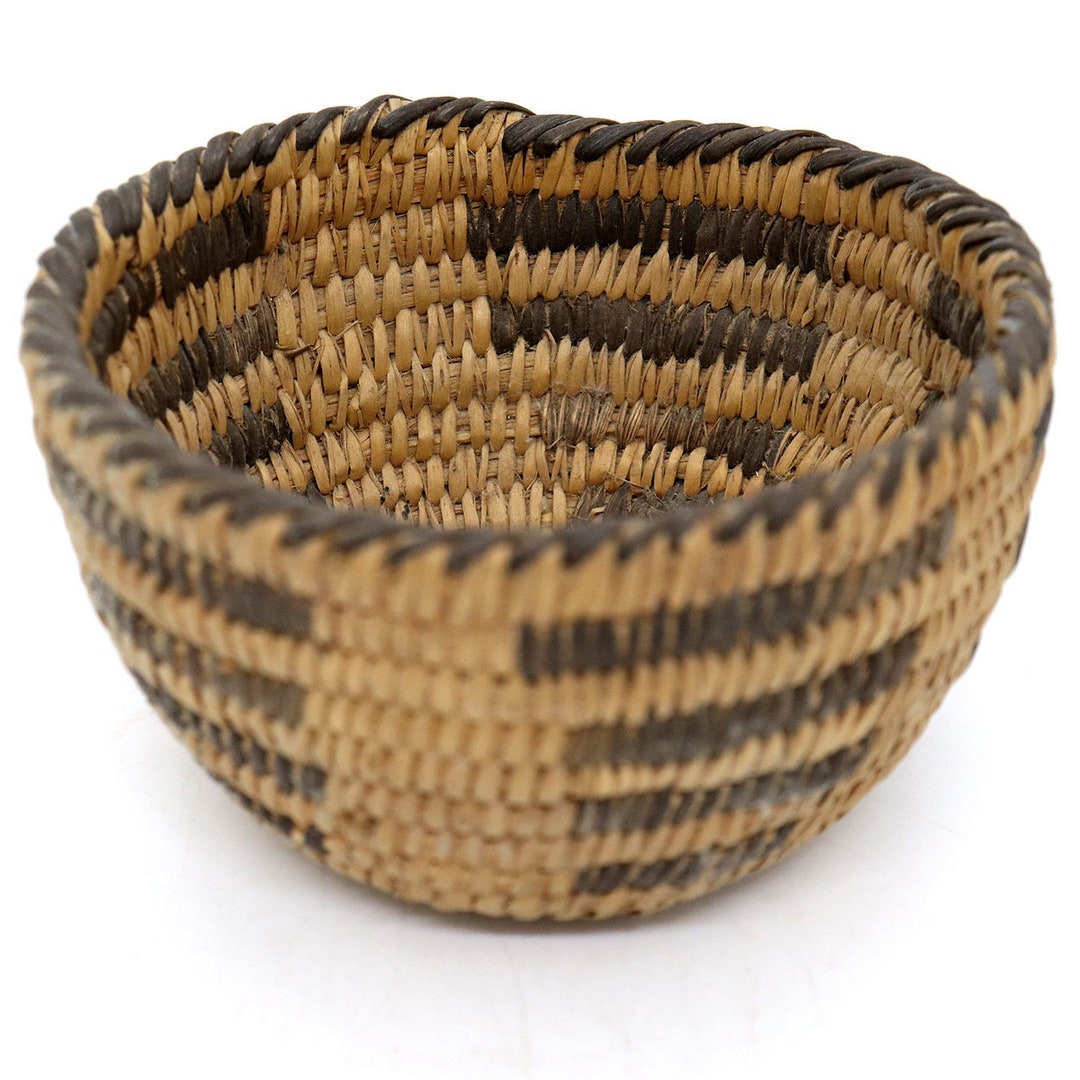 1920 Vintage Small Native American Pima Papago Indian Geometric Basket ...