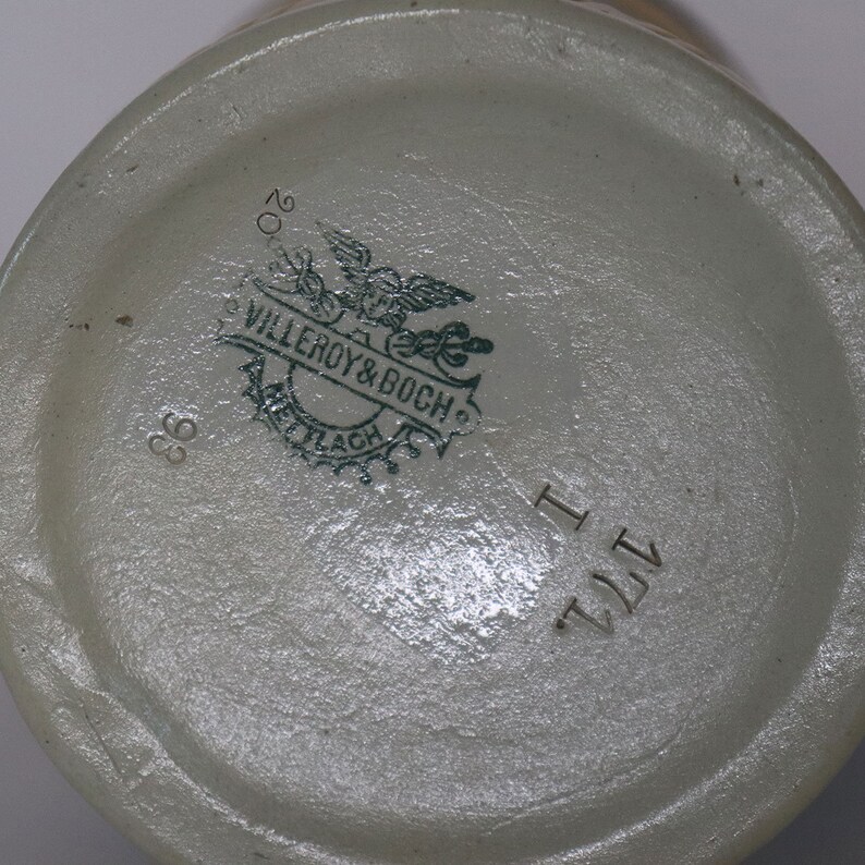 1900's Antique German Villeroy & Boch Mettlach Stoneware Pewter Mounted ...