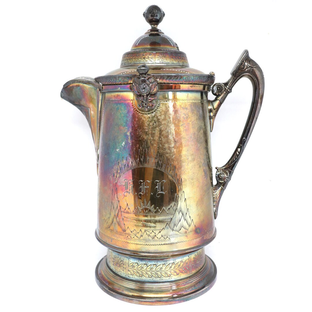 1879 Antique American Victorian Reed and Barton Silverplate Water ...