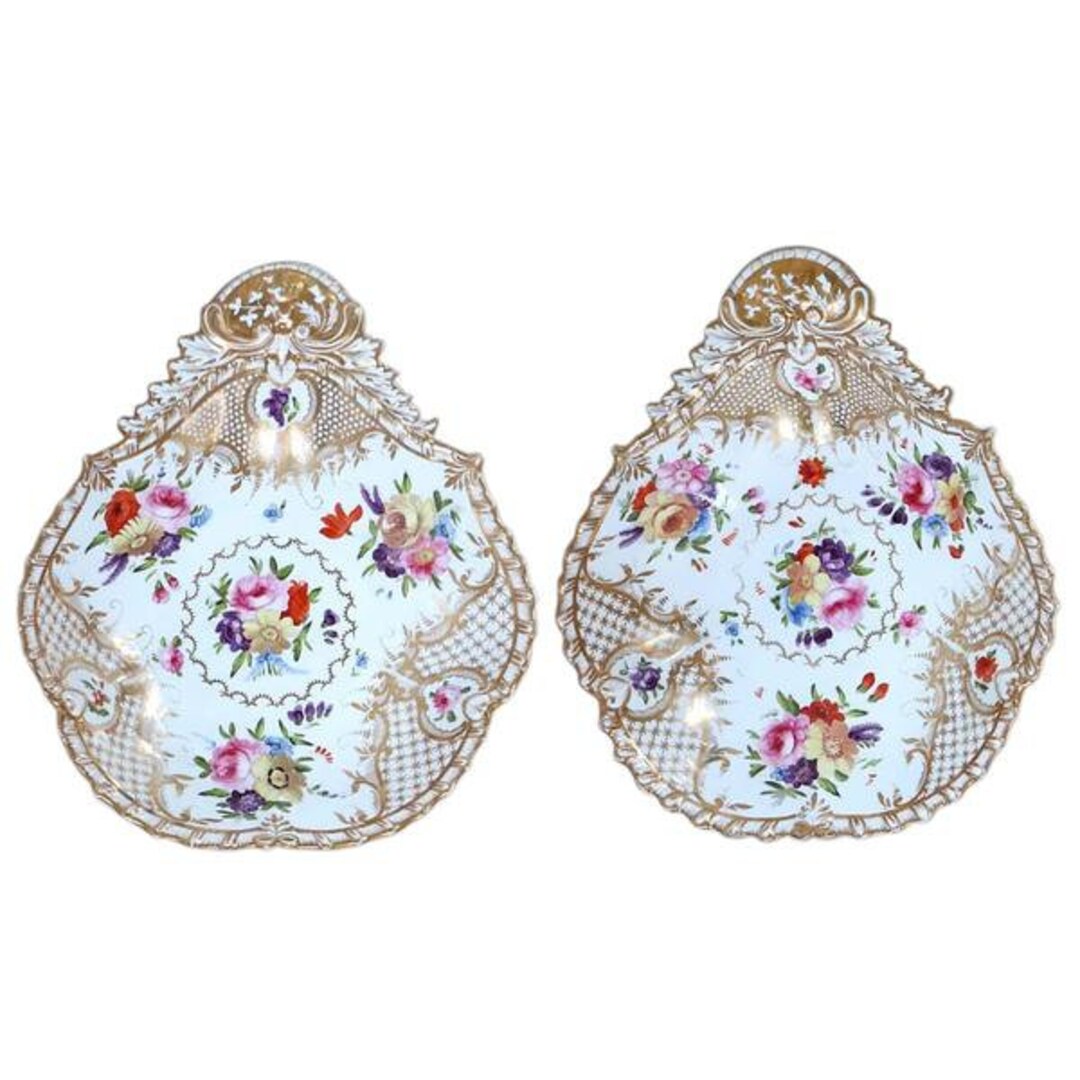 1830's Antique Pair of English Grainger Worcester Hard Paste Porcelain ...