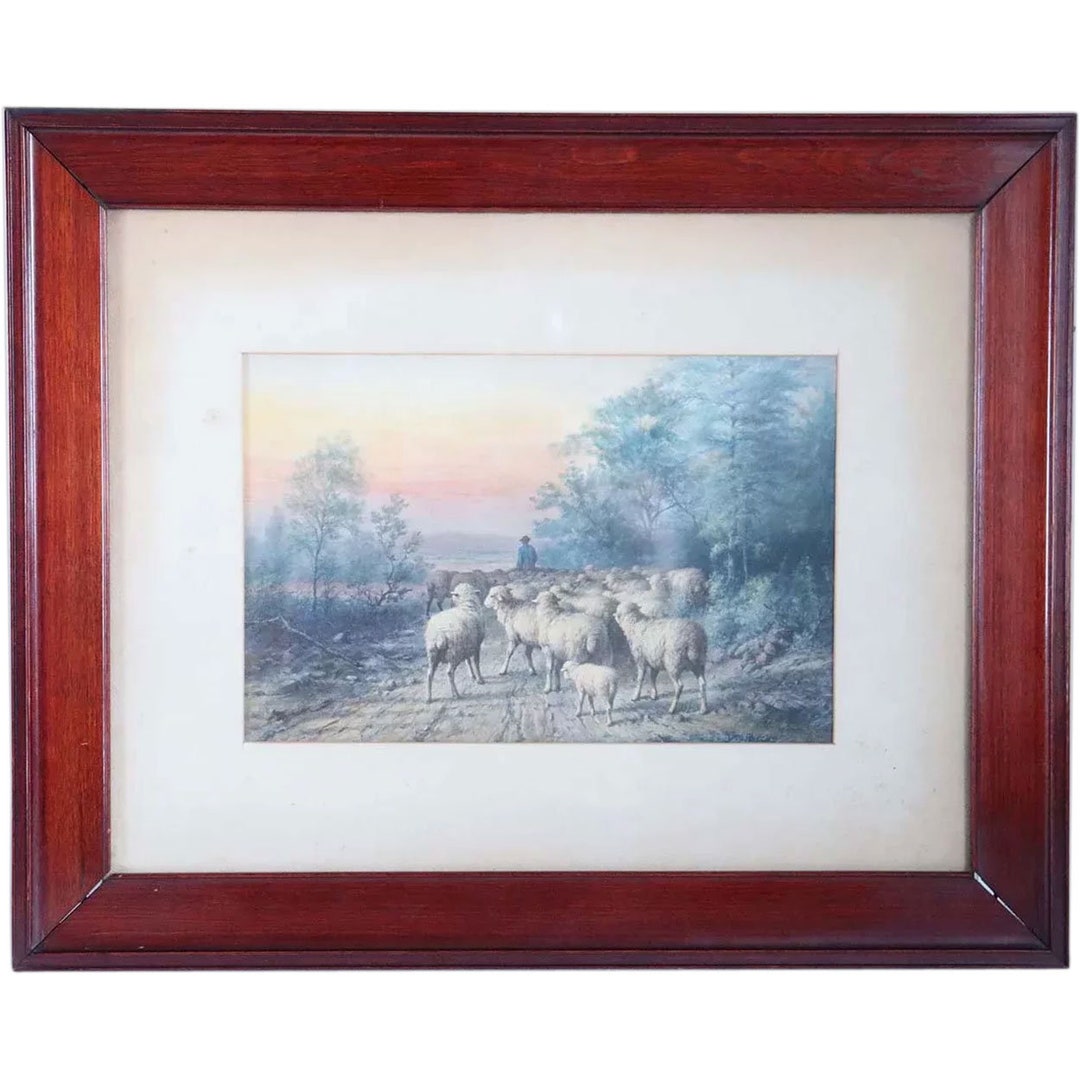 1890s Vintage GEORGE RIECKE Original Watercolor on Paper Painting ...