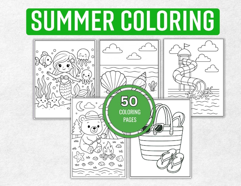 Buy Ultimate Summer Coloring Book | 50 Printable Pages | Fun Seasonal ...