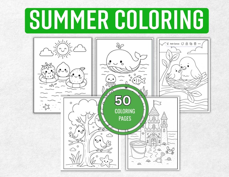 Buy Ultimate Summer Coloring Book | 50 Printable Pages | Fun Seasonal ...