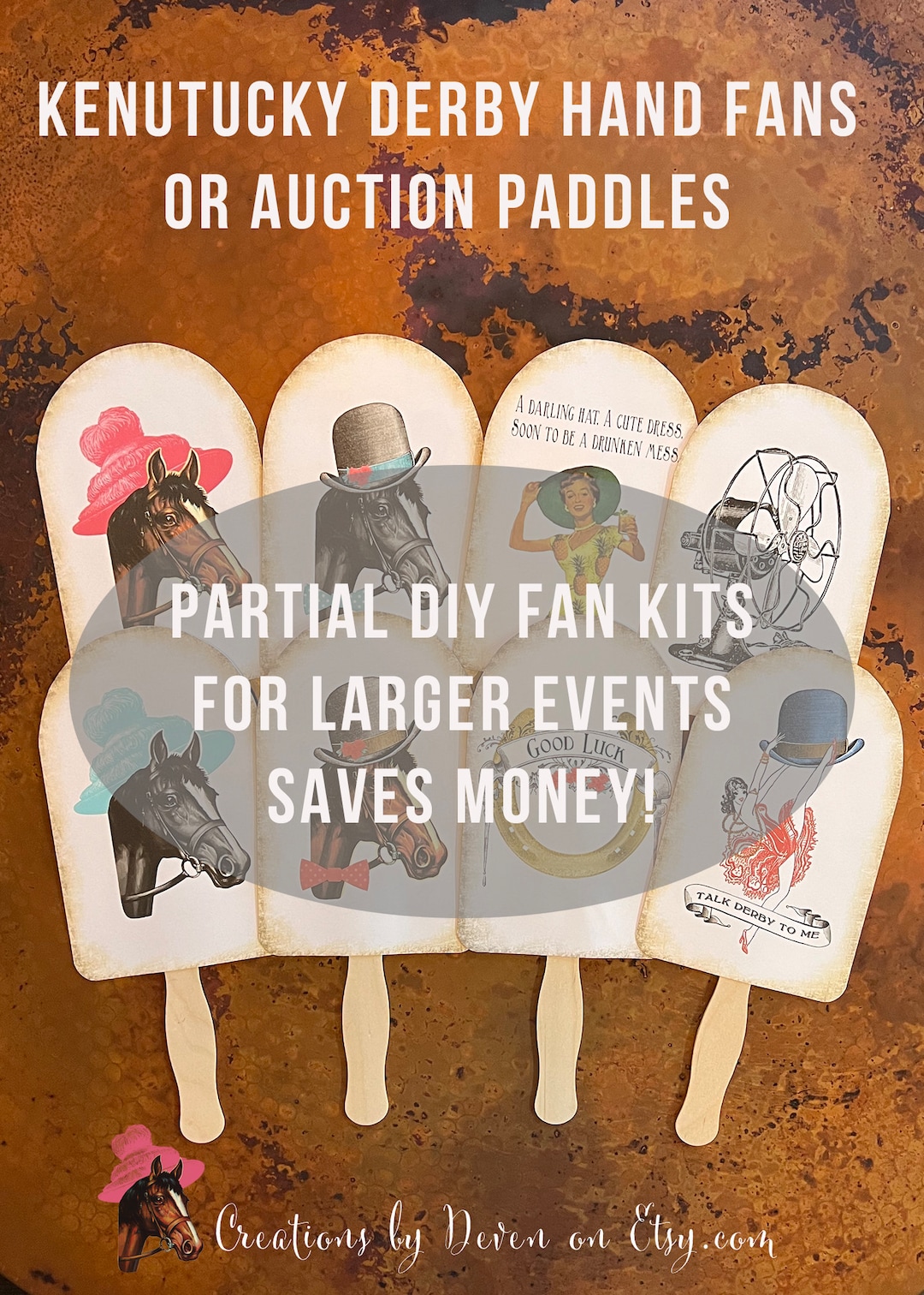 Kentucky Derby Party Hand Fans Auction Paddles LARGE EVENT Kits Derby ...