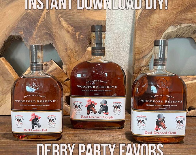 Bourbon Whiskey Labels for 3 Prize Bottles Kentucky Derby, 5 SIZES, All ...