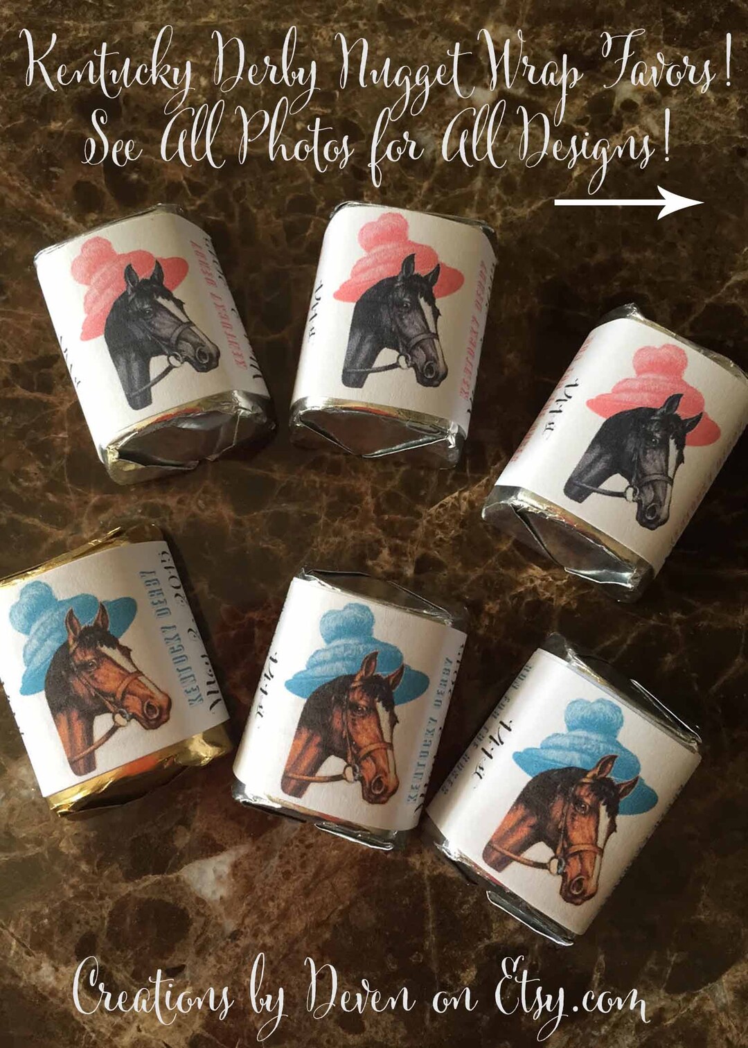 Kentucky Derby Party Favors Printable Derby Nugget Wrappers for Hershey ...