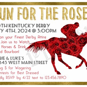 Kentucky Derby Party Invitation File Emailed or Printed Set of 40 With ...