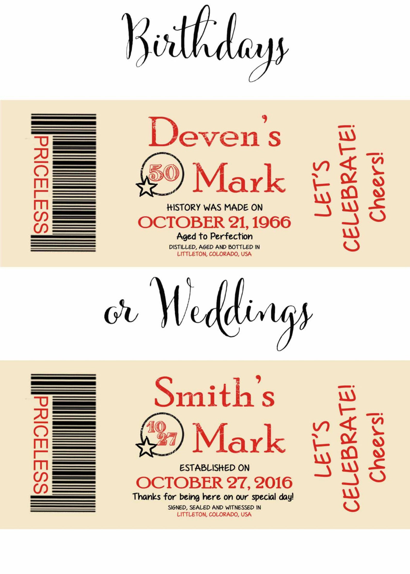 Custom Bourbon Whiskey Label for Mini Size 12 on a Sheet DIY OR Printed ...