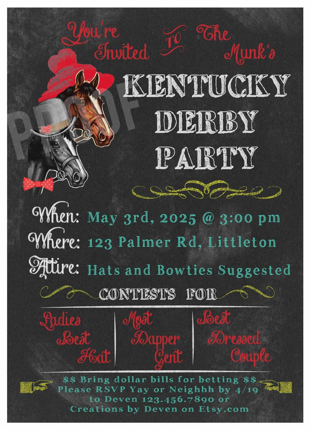 Kentucky Derby Party Invitation File Emailed or Printed Invitations Set ...