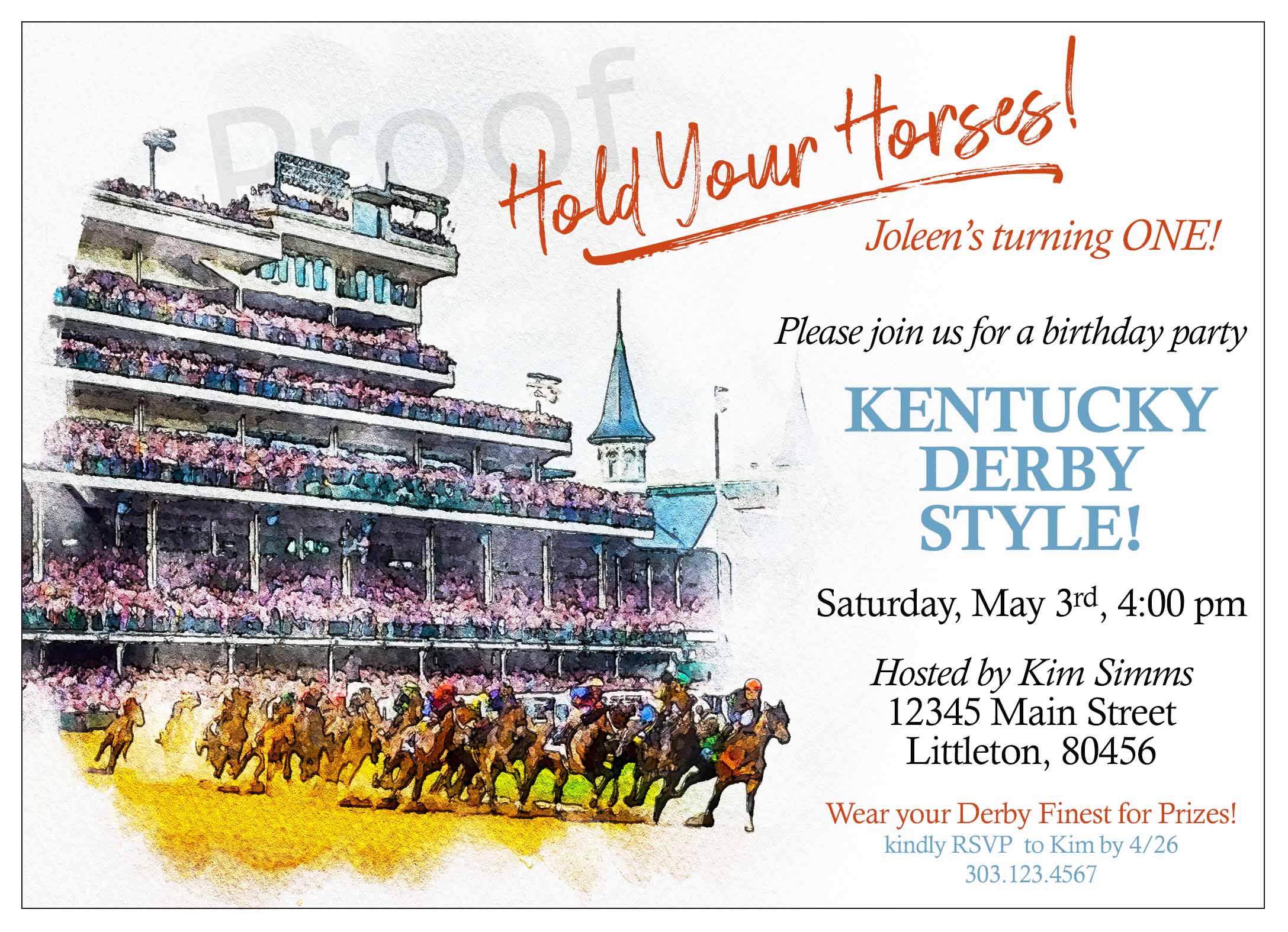 Kentucky Derby Party Invitation File Emailed or Printed Invitations Set ...