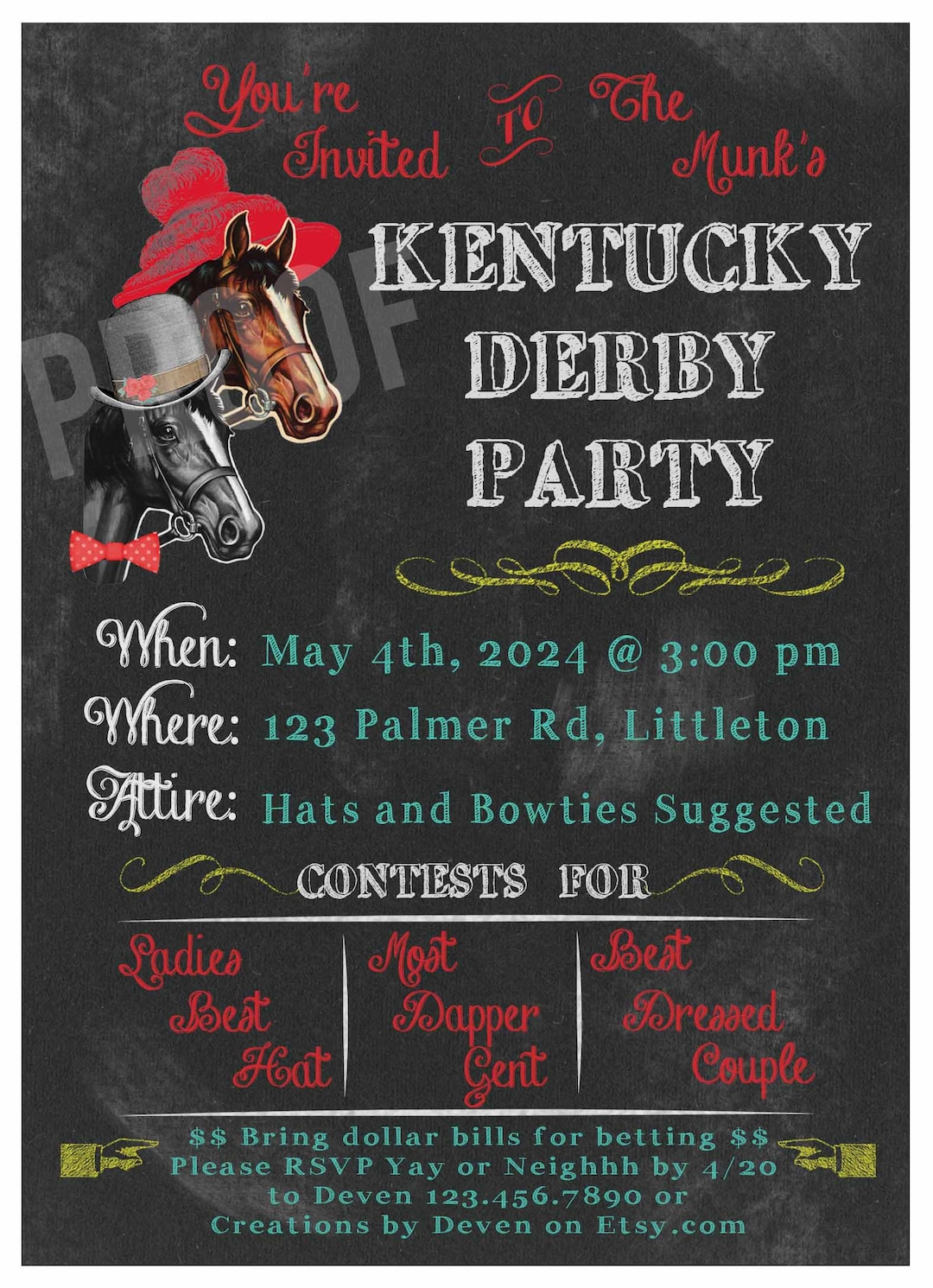 Kentucky Derby Party Invitation File Emailed or Printed Invitations Set ...