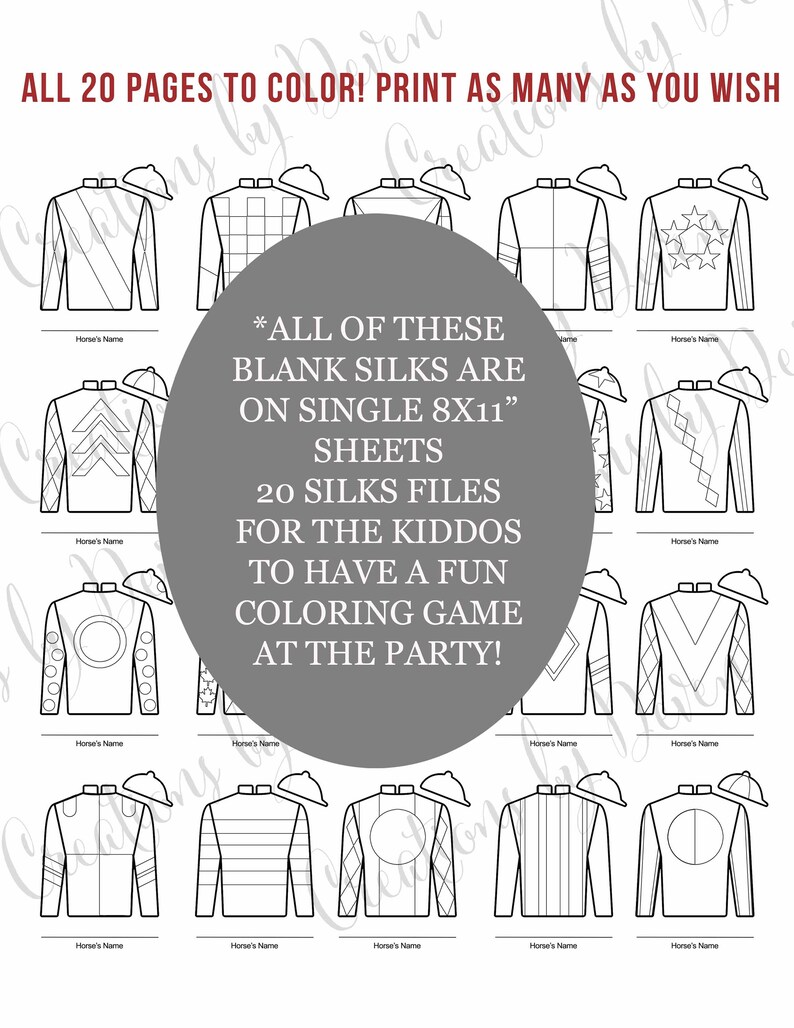 Kentucky Derby Coloring Pages Party Printable Jockey Jersey Silks - 20 ...