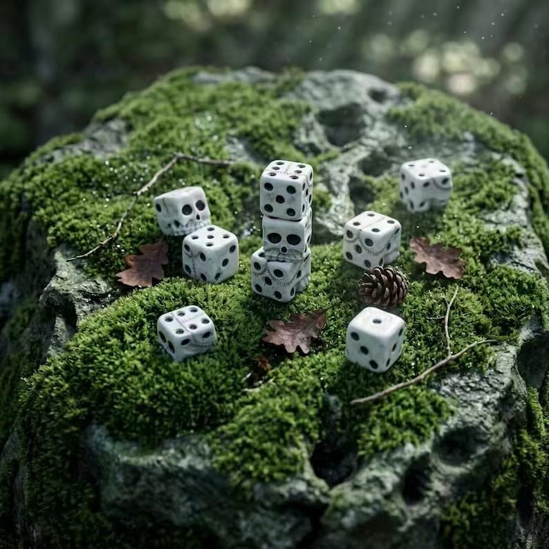 Gothic Skull Dice | Custom Black Bone RPG Dice Set - Etsy