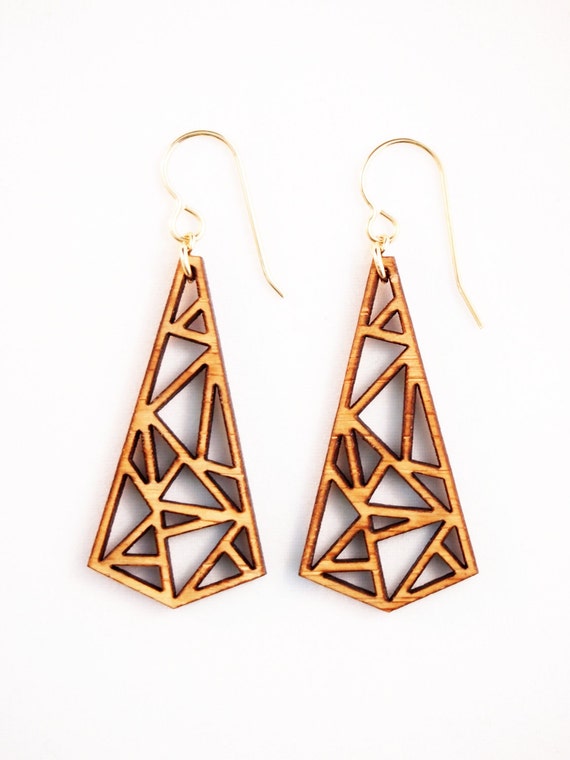 Triangle Reflection Laser Cut Earrings - Etsy