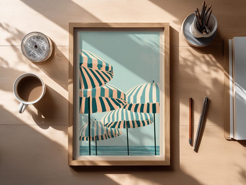 Wood Frame Mockup for Wall Art, Vertical Poster With Sunlight Shadow ...