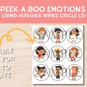 Peek-a-boo Emotions Printable for Huggies Wipes Lids - Etsy