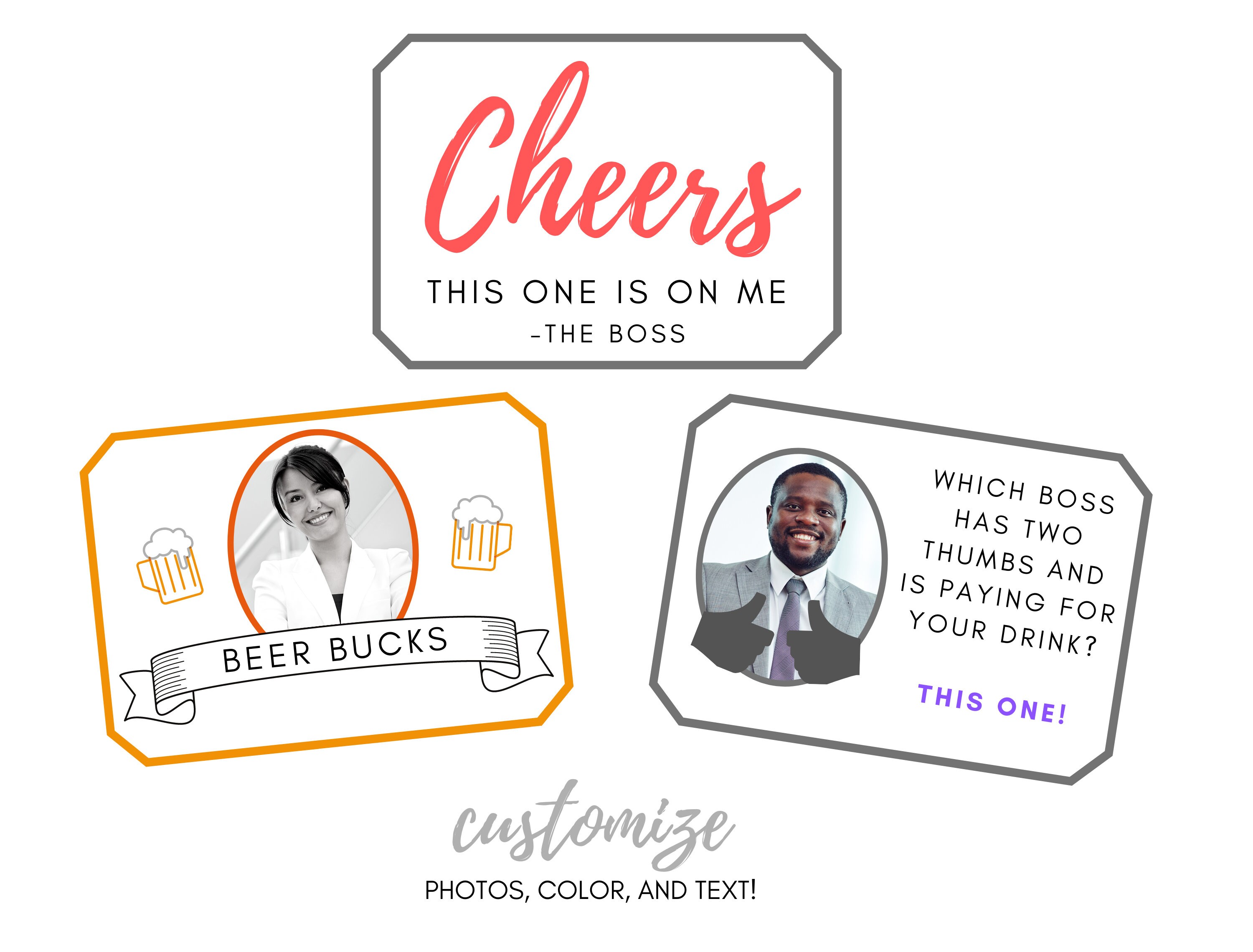 Custom Boss Drink Tickets Template for Canva Company Party Holiday ...