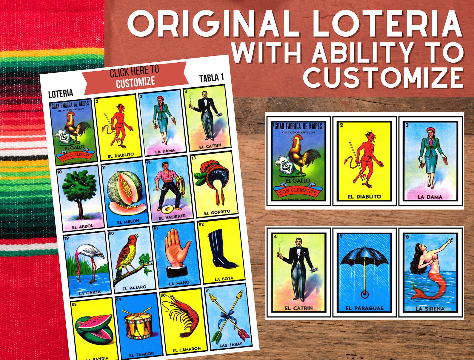 Original Loteria Game Customizable Template for Canva Mexican Bingo ...