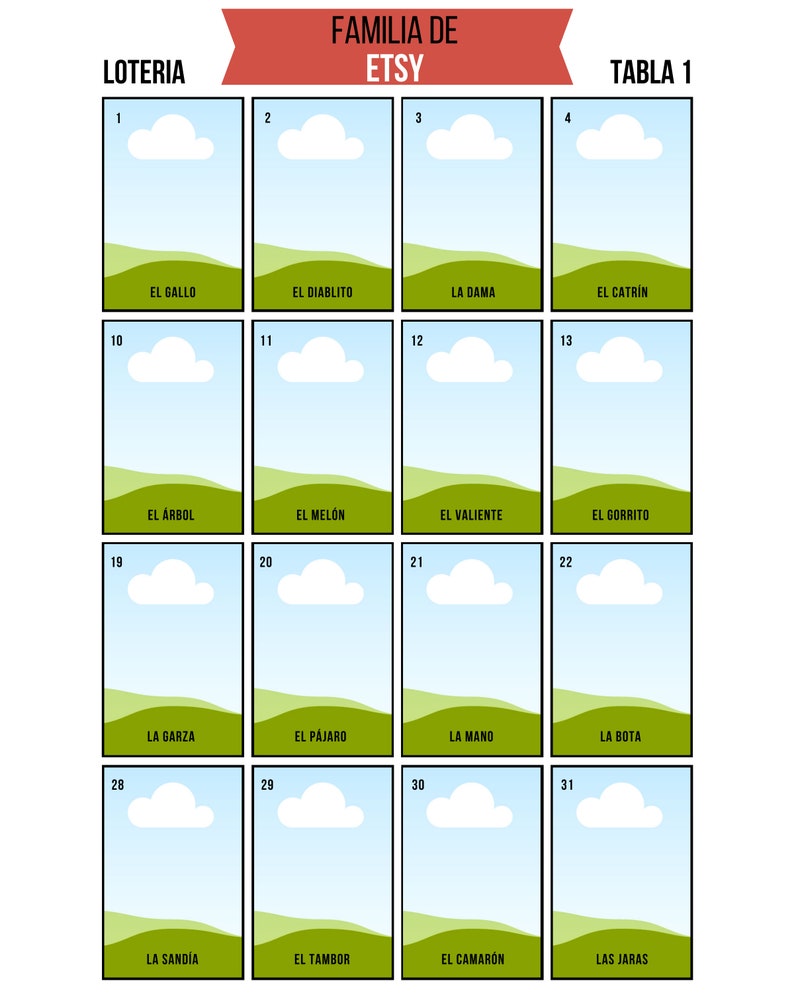 Free Printable Blank Loteria Template