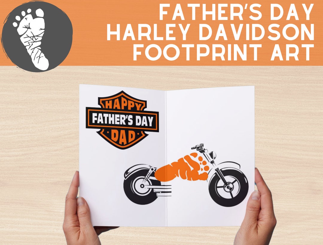 Arte de huellas / Día del padre en motocicleta / Harley Davidson ...