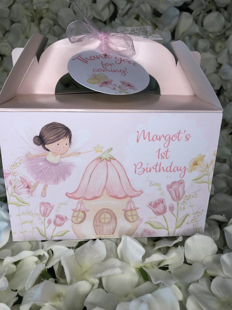 Personalised Fairy Birthday Treat Box | Pink Pastel Party Favor Bag - Etsy