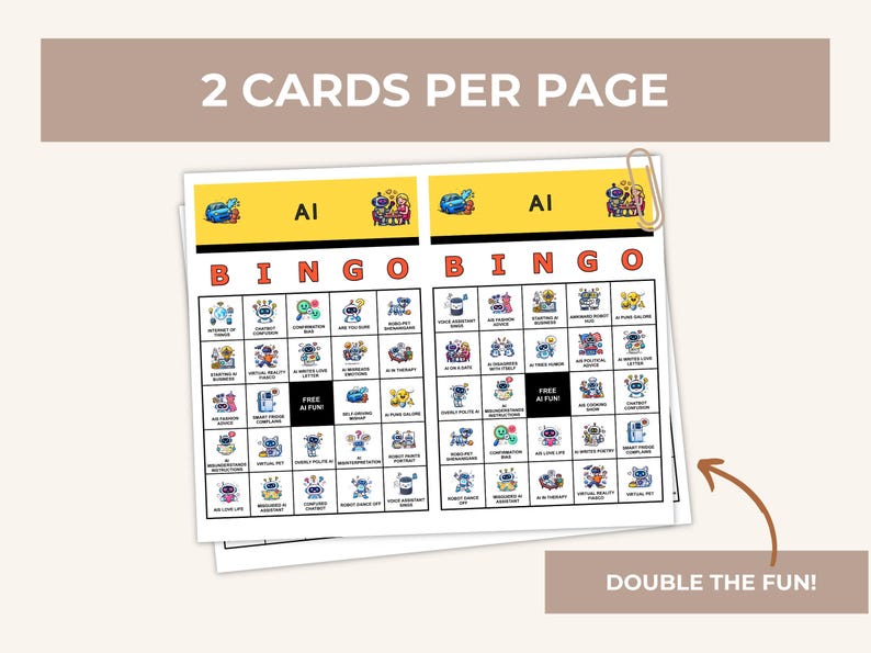 Humorous AI Bingo Game – 200 Printable Cards With 35 Iconic Moments ...