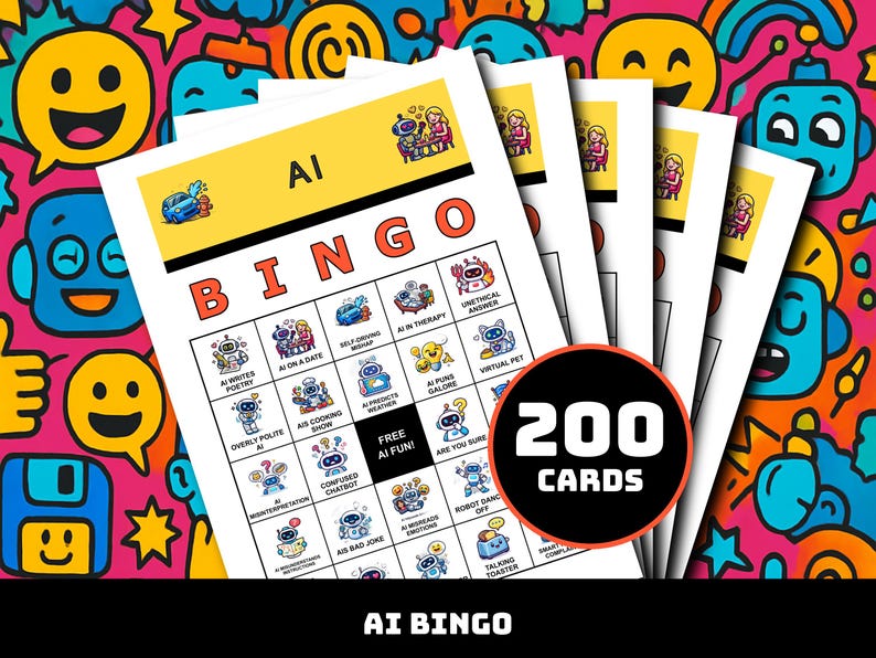 Humorous AI Bingo Game – 200 Printable Cards With 35 Iconic Moments ...