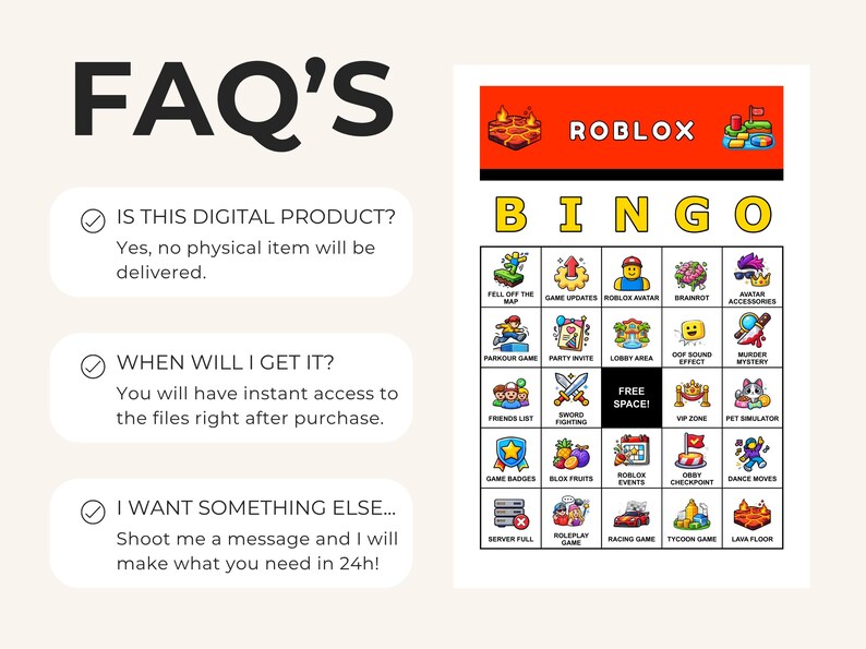 Roblox Bingo Game – 200 Printable Cards With 34 Iconic Moments | Gaming ...