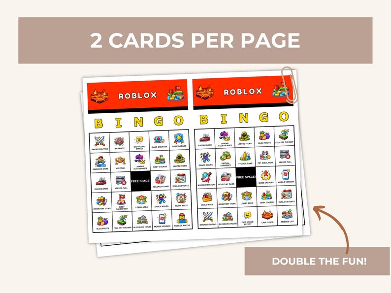 Roblox Bingo Game – 200 Printable Cards With 34 Iconic Moments | Gaming ...