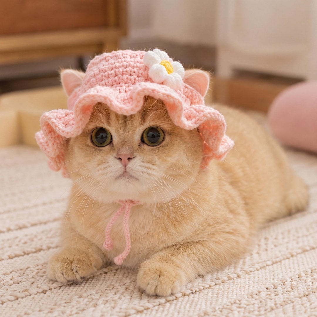 Kitty Cat Crochet Hat | Adorable Pet Bonnet | Kitten Costume Cap ...