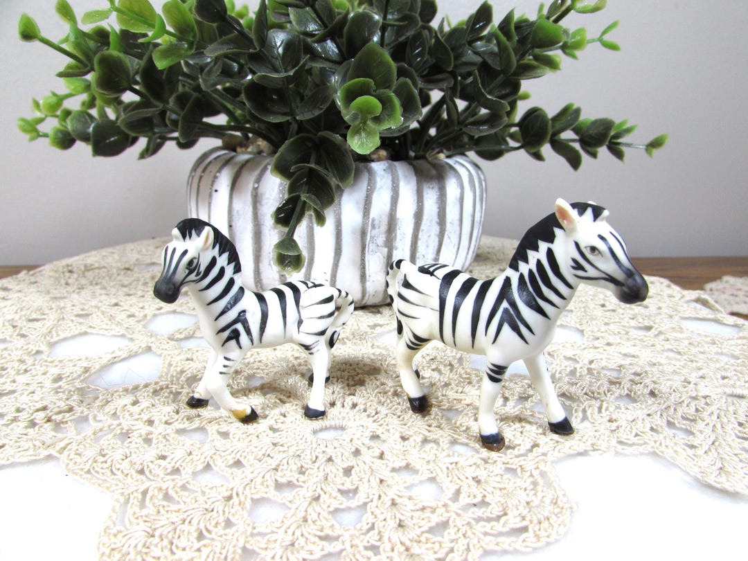 Vintage Miniature Bone China Zebra Figurines – Pair of Matte Finish ...