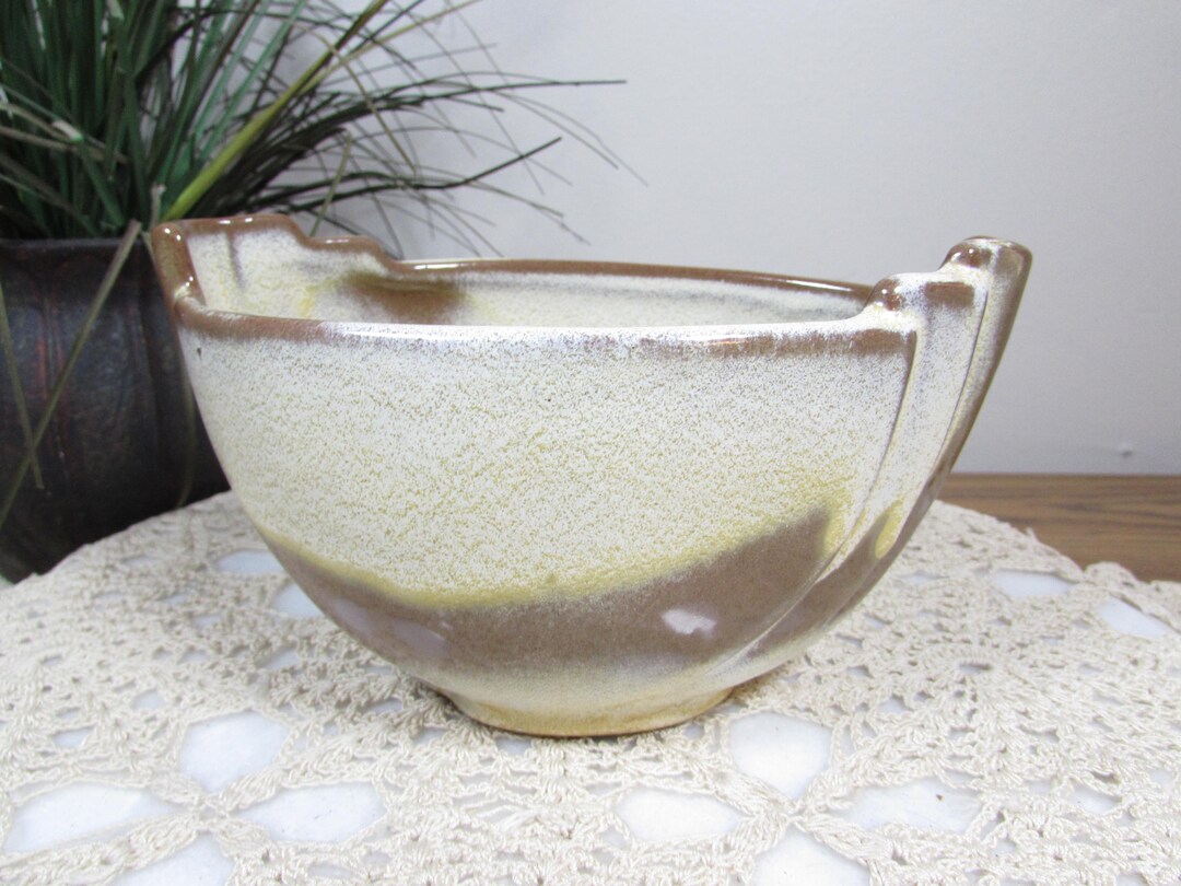 Frankoma No. 35 Art Deco Ceramic Planter – 6” X 3-3/4” Pale Yellow Over ...