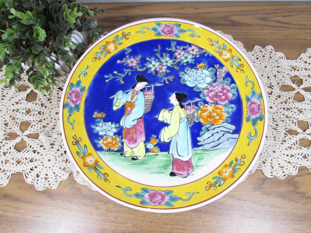Vintage Hand Painted Japan Geisha Flower Decorative Plate - Etsy