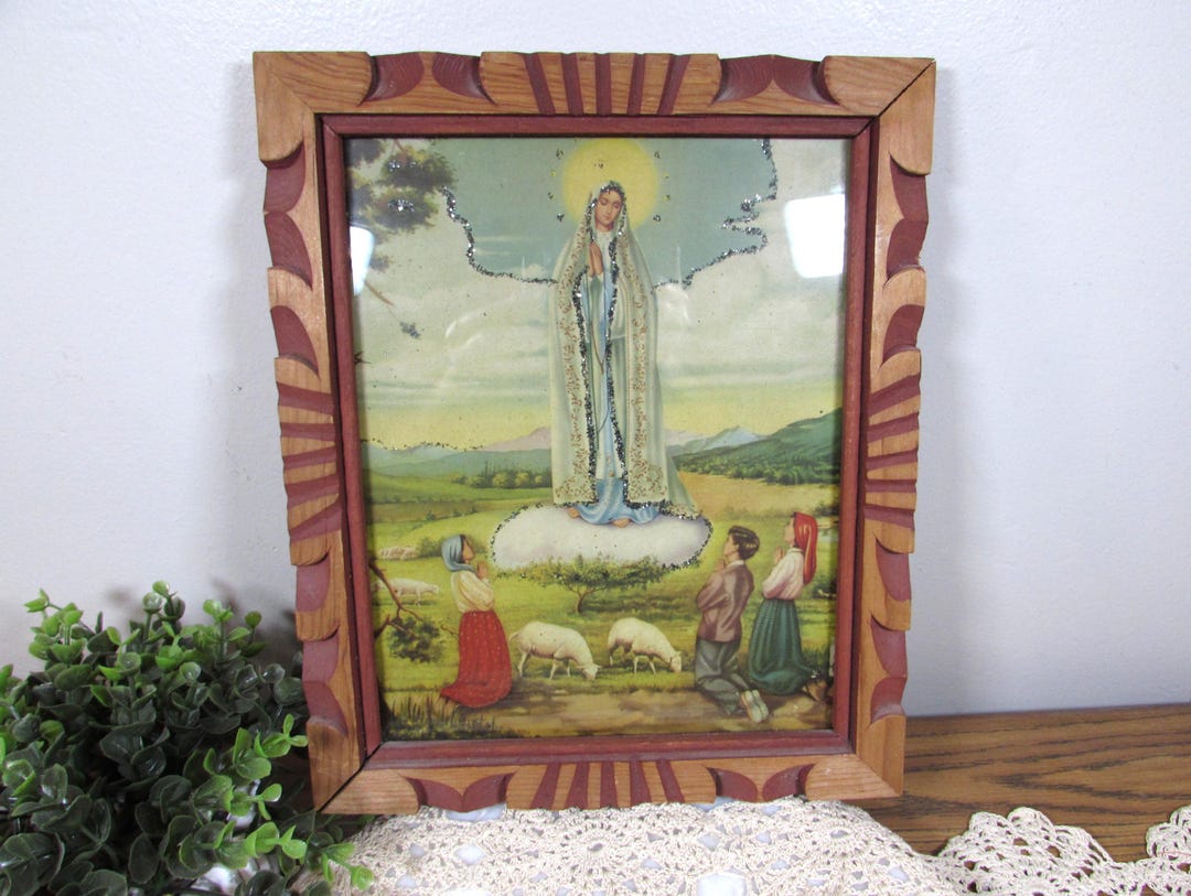 Vintage Carved Folk Art Religious Print Picture Frame - Etsy