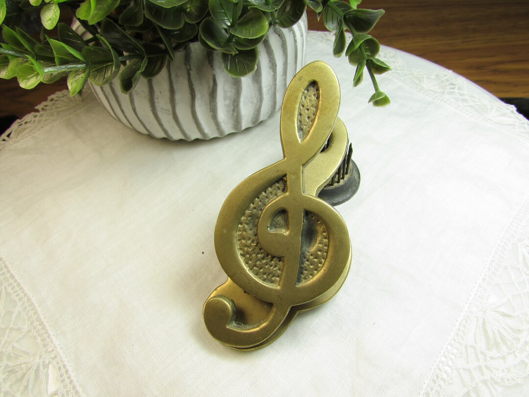 Vintage Brass Treble Clef Music Note Clip Display - Etsy