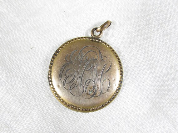Vintage Victorian Gf Engraved Initial Photo Locket - Gem