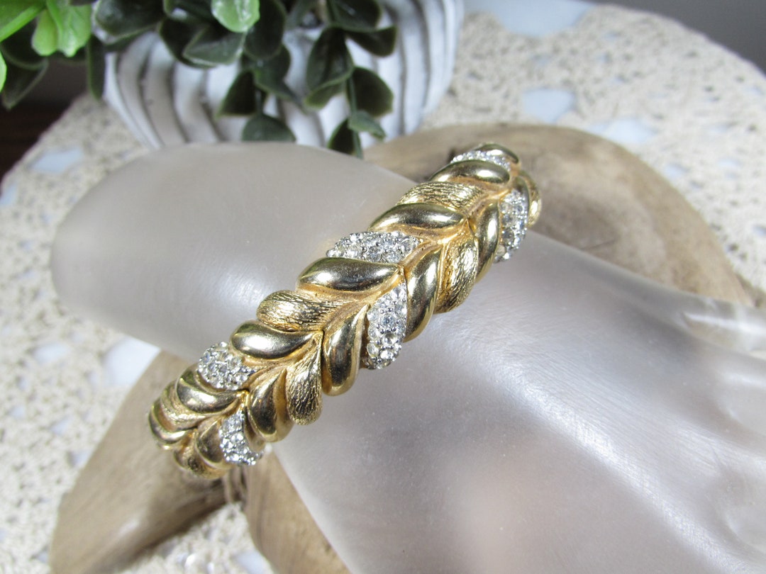 Vintage Boucher Gold Tone Crystal Rhinestone Expansion Bracelet Signed ...