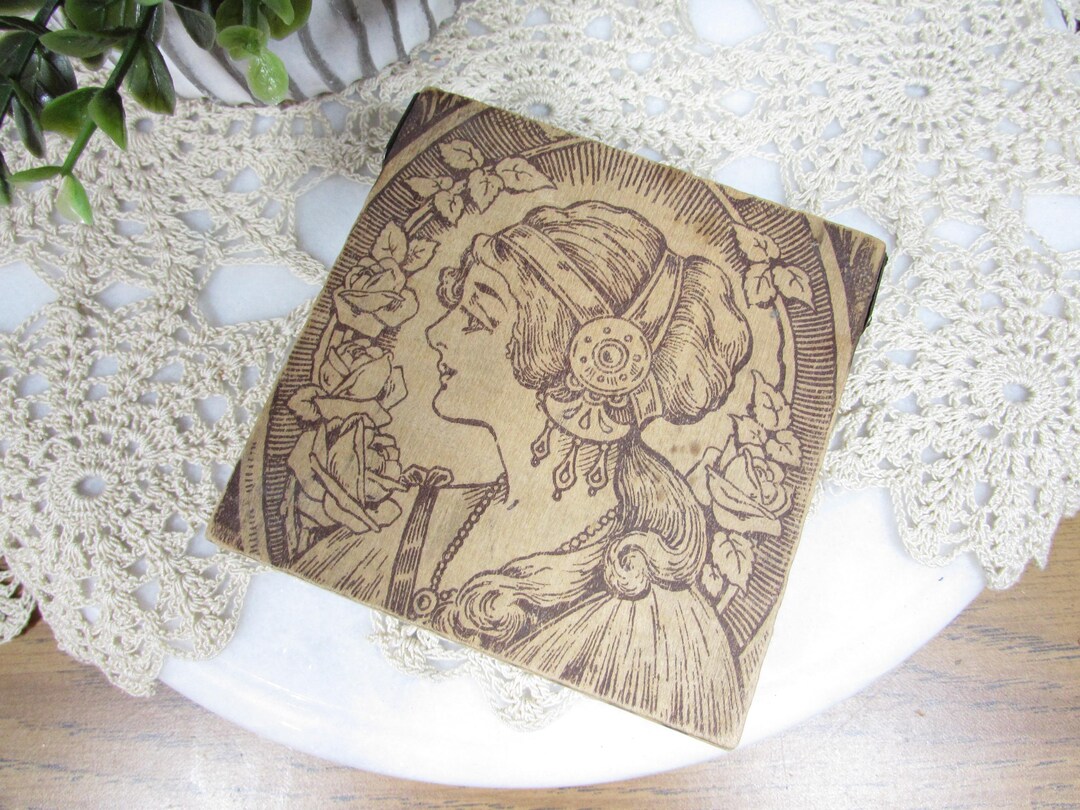 Antique Pyrography Burnt-wood Box, Gibson Girl & Roses, Art Nouveau, 4" - Etsy