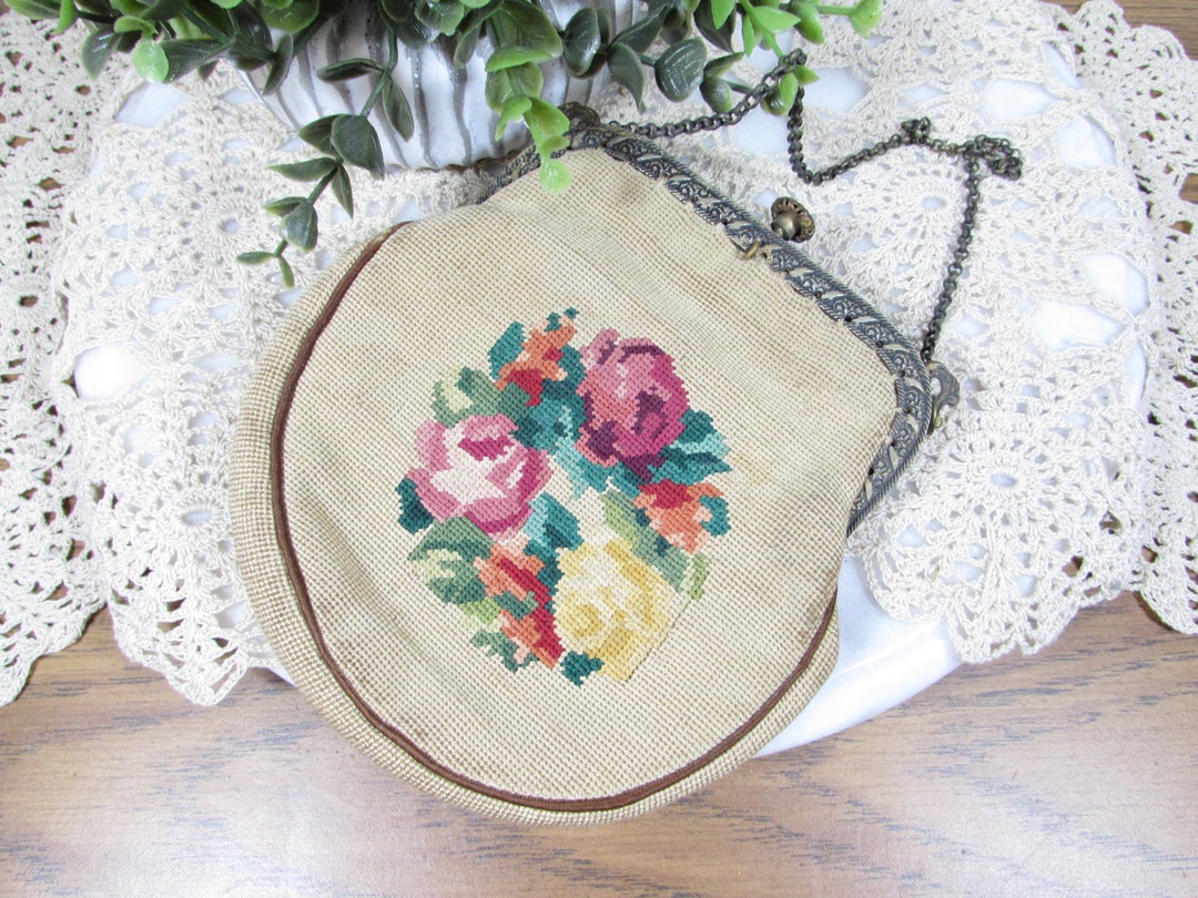 Antique Edwardian Petit Point Rose Evening Bag Dance Purse - Etsy