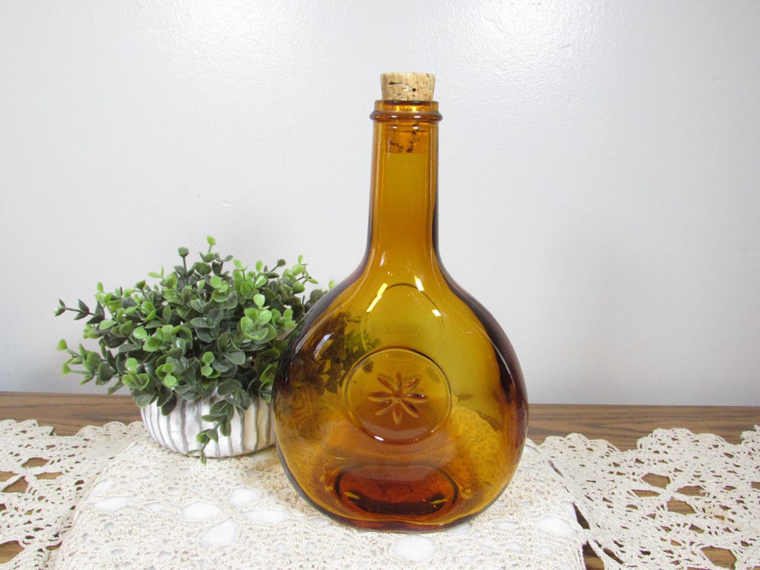 Vintage Wheaton Amber Glass Flower Decanter Bottle – 8-7/8" Tall ...