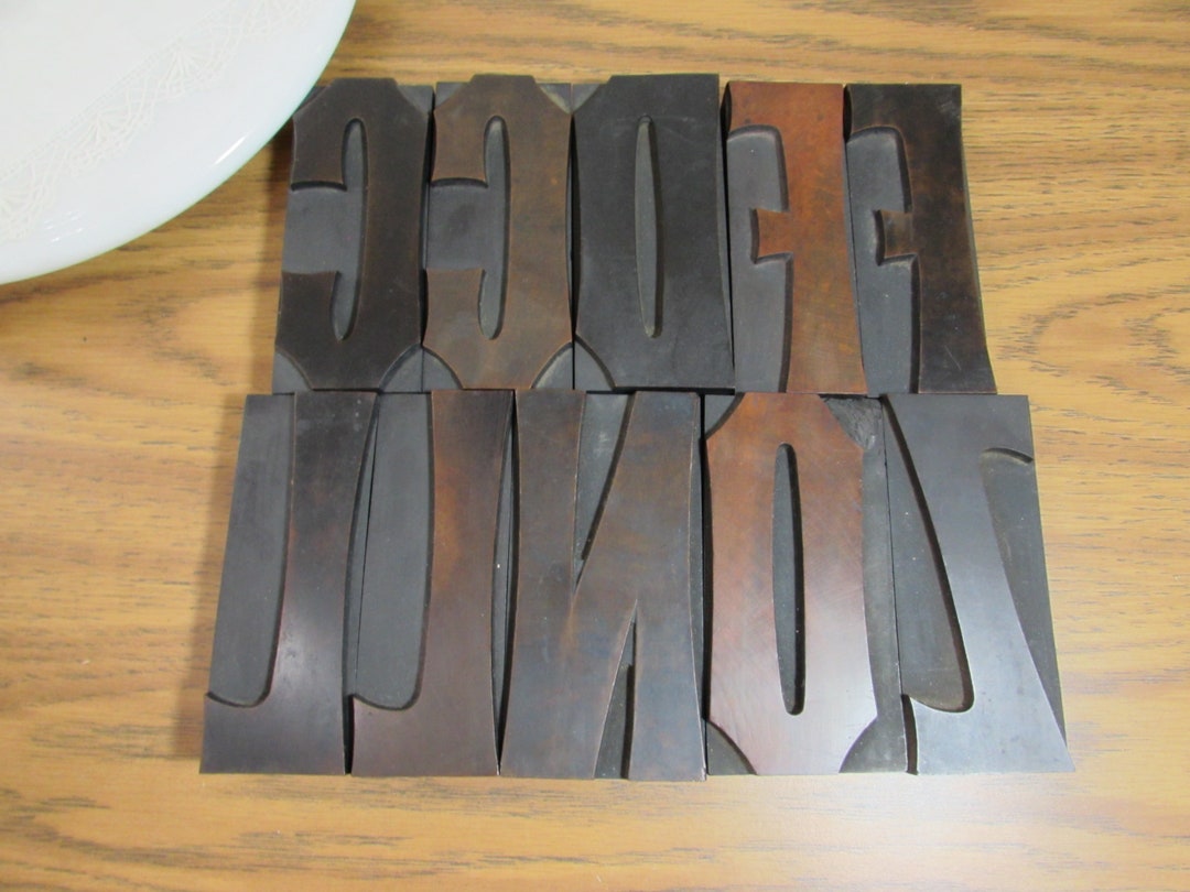 Choice Antique Letterpress Block Concave Tuscan Condensed Printing Wood ...