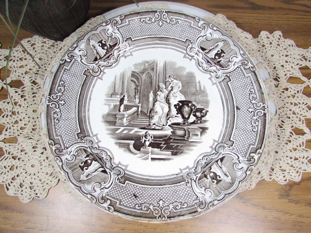 Podmore & Walker Minerva Plate | Brown Transferware | Staffordshire ...