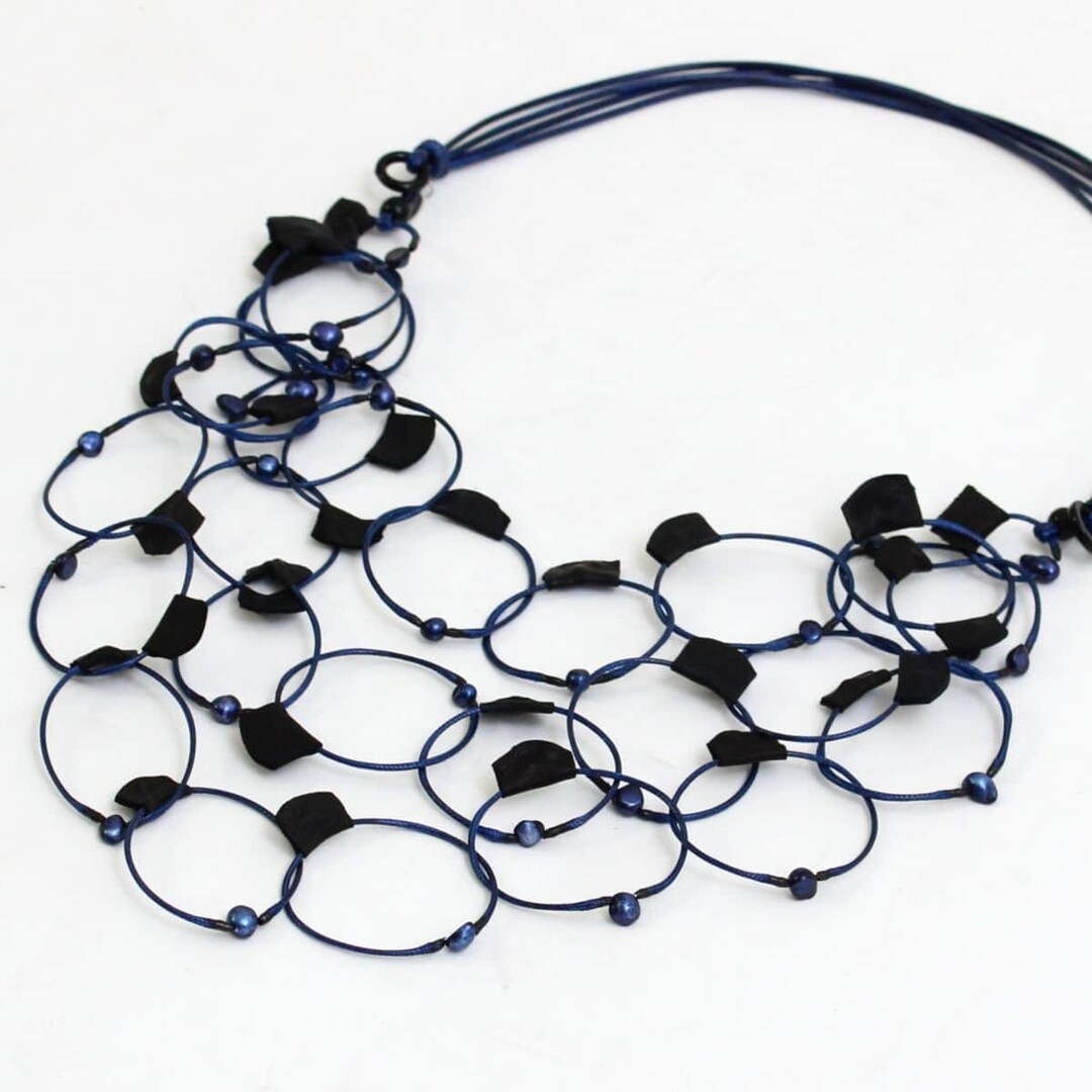 Sadie Loop Necklace Blue, Lightweight Necklace, Adjustable Necklace ...