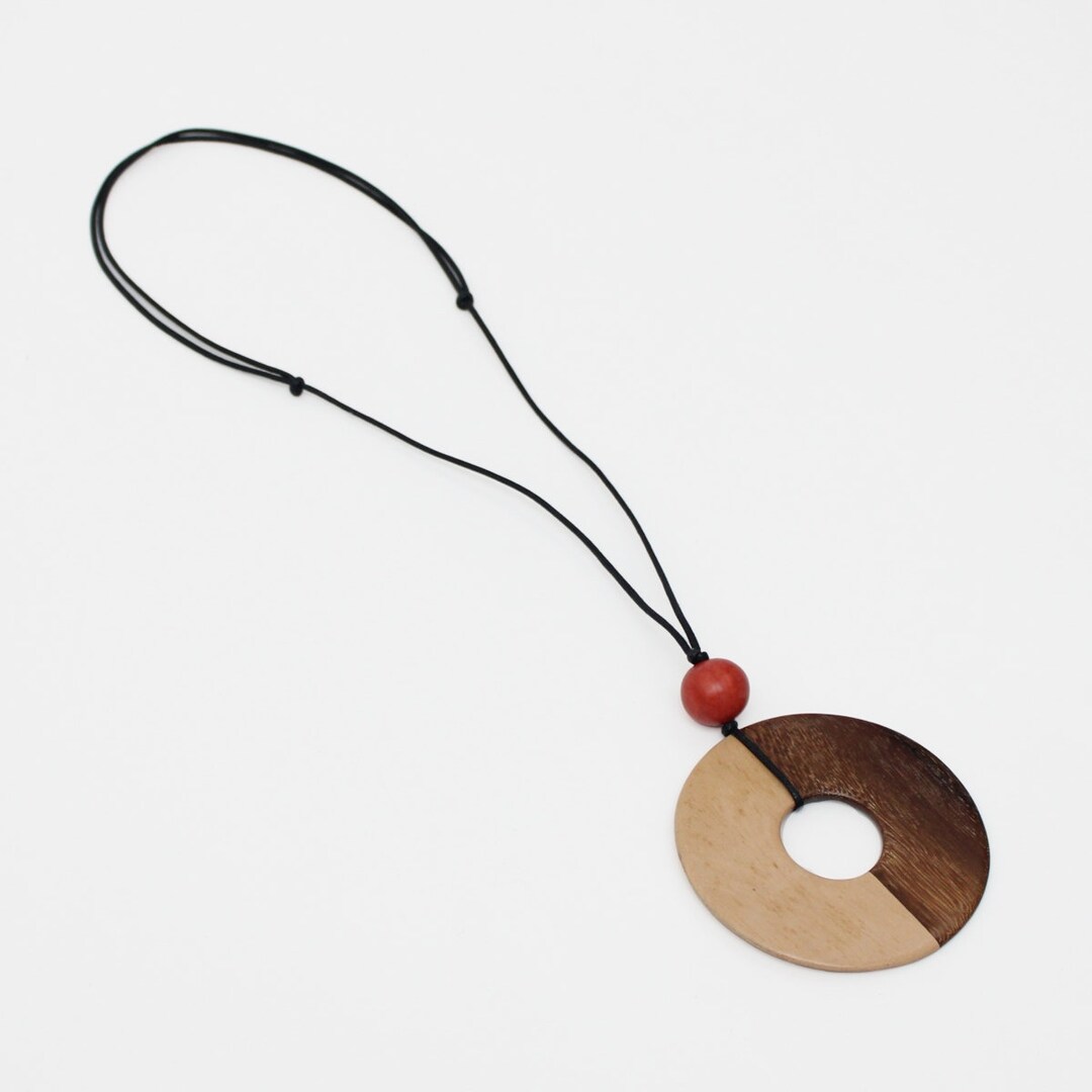 Round Wood Pendant Necklace, Statement Necklace, Funky Statement ...