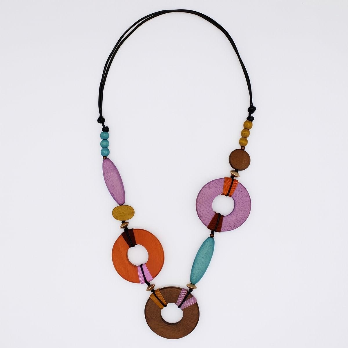 Saylor Multi-color Wood Open Bead Necklace, Wood Bead Necklace ...