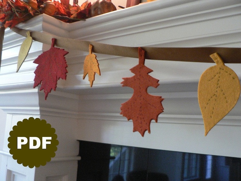 FALL LEAVES PATTERN Pdf Wool Felt Garland Digital - Etsy