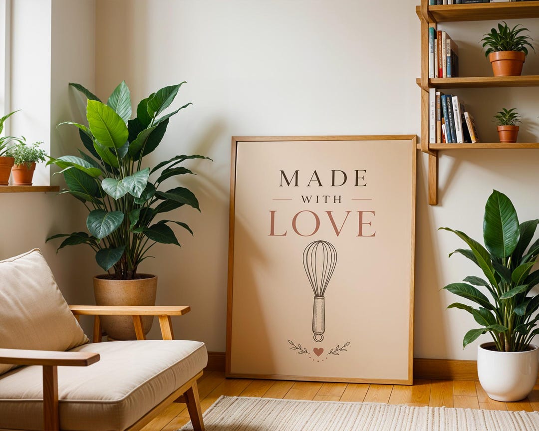 Made With Love Bakery Print – Whisk Kitchen Wall Art (neutral ...