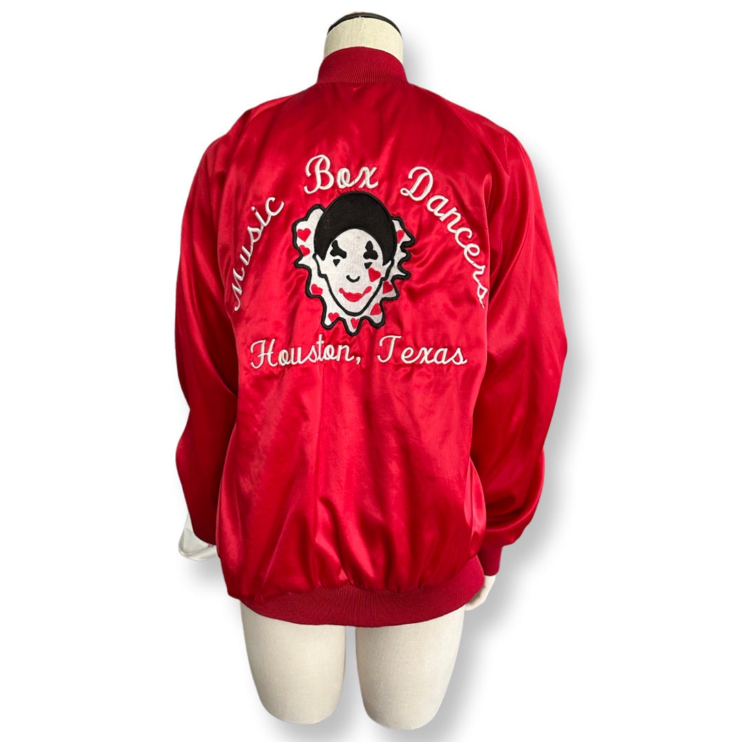 80s Red Satin Dance Team Music Box Dancers, Bomber Jacket, Vicki-osfm ...