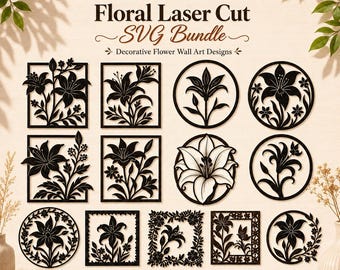 3D Layered Floral Wall Decor SVG Bundle, Boho Lily Flower Panel ...